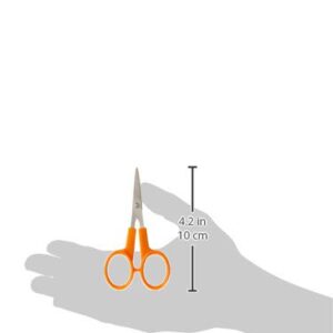 Fiskars 98087097J Curved Craft Scissors, 4 Inch, steel and orange