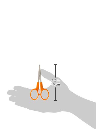 Fiskars 98087097J Curved Craft Scissors, 4 Inch, steel and orange