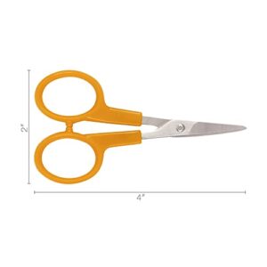 Fiskars 98087097J Curved Craft Scissors, 4 Inch, steel and orange