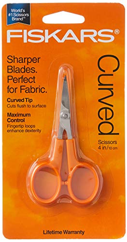 Fiskars 98087097J Curved Craft Scissors, 4 Inch, steel and orange