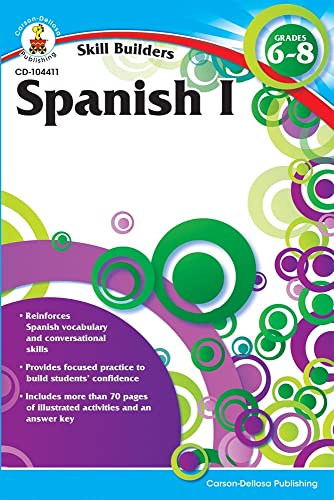 Carson Dellosa Skill Builders Spanish I Workbook—Grades 6-8 Reproducible Spanish Workbook With Spanish Vocabulary, Common Words and Phrases for Conversational Skills (80 pgs)