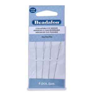 beadalon 700f-102 collapsible eye needles 2.5-inch fine 4 pack