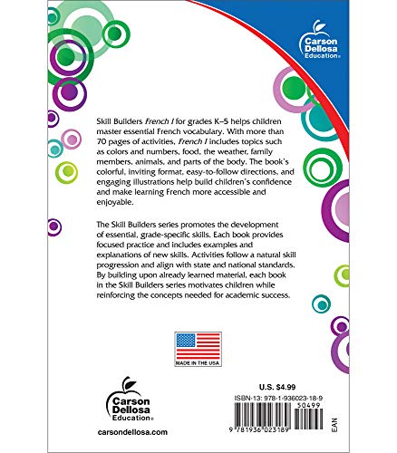 Carson Dellosa Skill Builders French I Workbook—Grades K-5 Vocabulary, Alphabet, Geography, Culture, With Word Searches and Activities for French Learning (80 pgs)