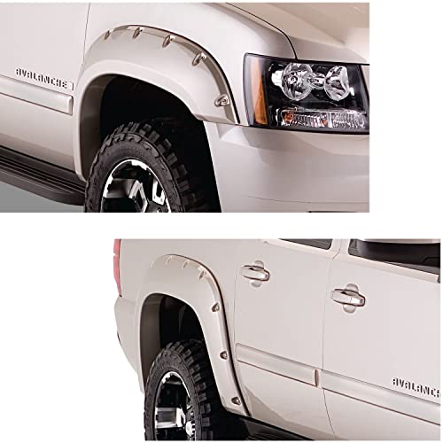 Bushwacker Pocket/Rivet Style Front & Rear Fender Flares | 4-Piece Set, Black, Smooth Finish | 40932-02 | Fits 2007-2013 Chevrolet Avalanche w/ 5.3' Bed