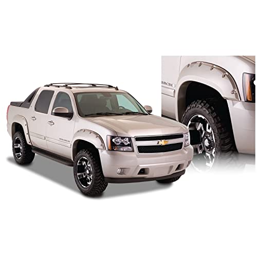 Bushwacker Pocket/Rivet Style Front & Rear Fender Flares | 4-Piece Set, Black, Smooth Finish | 40932-02 | Fits 2007-2013 Chevrolet Avalanche w/ 5.3' Bed