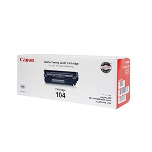 canon genuine toner, cartridge 104 black (0263b001), 1 pack, for canon imageclass d420, d480, mf4150d, mf4270dn, mf4350d, mf4370dn, mf4690 laser printer and faxphone l120, l90