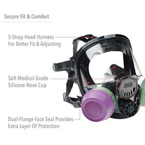 Honeywell Home 760008A North Safety Products, 7600 Series Full Facepiece Respirator, Dual Cartridge, Medium/Large