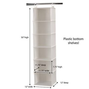 Household Essentials 311312 Hanging Closet Organizer | 6-Shelves | Natural Canvas