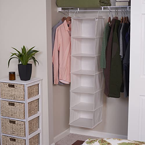 Household Essentials 311312 Hanging Closet Organizer | 6-Shelves | Natural Canvas