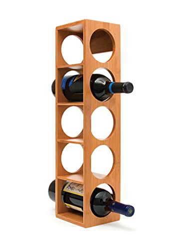 Lipper International 8305 Bamboo Wood Stackable 5-Bottle Wine Rack, 20-3/4" x 5-3/8" x 4-3/4"