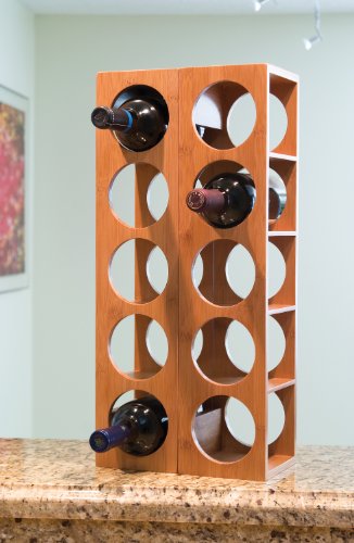 Lipper International 8305 Bamboo Wood Stackable 5-Bottle Wine Rack, 20-3/4" x 5-3/8" x 4-3/4"