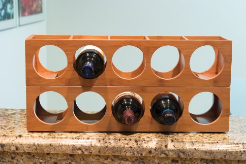 Lipper International 8305 Bamboo Wood Stackable 5-Bottle Wine Rack, 20-3/4" x 5-3/8" x 4-3/4"