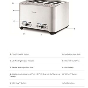 Breville BTA840XL Die-Cast 4-Slice Smart Toaster, Stainless Steel