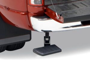 amp research 75306-01a bedstep retractable bumper step for 2009-2018 ram 1500, 2010-2018 ram 2500/3500 (excludes dual exhaust & ecodiesel models),black