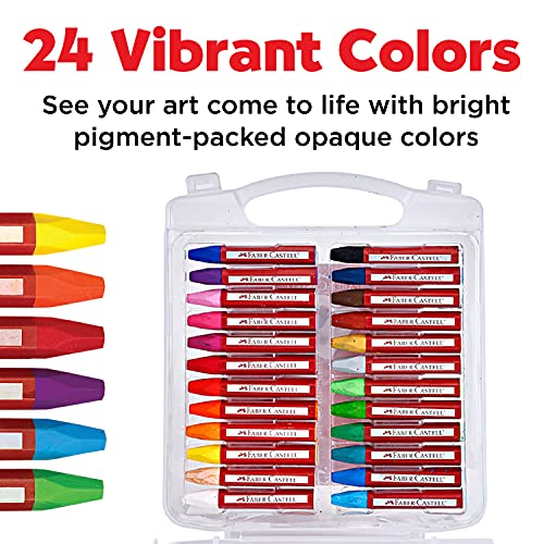 Faber-Castell Blendable Oil Pastels In Durable Storage Case- 24 Vibrant Colors - Non-Toxic Pastels for Kids