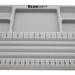 The Beadsmith Mini Bead Board, Grey Flocked, 4 Straight Channels, 5 Recessed Compartments, 7.75 x 11.25 inches, Design Boards for Creating Bracelets, Necklaces and Other Jewelry