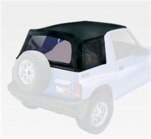 rugged ridge 53723.15 xhd soft top, black denim, clear windows; 95-98 suzuki sidekicks