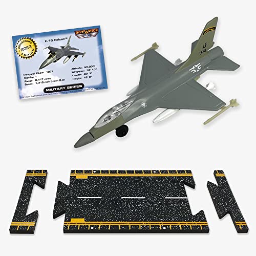 Hot Wings Planes F-16 (Military Markings) Jet with Connectible Runway,Grey