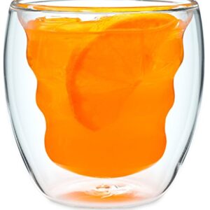 Curva Artisan Series Double Wall Beverage Glasses and Tumblers – Set of 4 Unique 8 oz Thermo Insulated Drinking Glasses