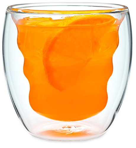 Curva Artisan Series Double Wall Beverage Glasses and Tumblers – Set of 4 Unique 8 oz Thermo Insulated Drinking Glasses