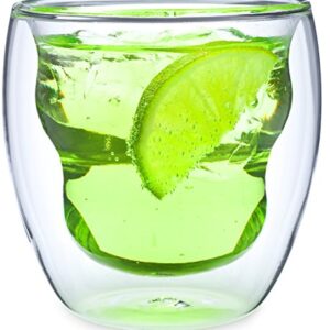 Curva Artisan Series Double Wall Beverage Glasses and Tumblers – Set of 4 Unique 8 oz Thermo Insulated Drinking Glasses