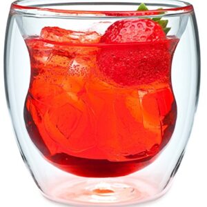 Curva Artisan Series Double Wall Beverage Glasses and Tumblers – Set of 4 Unique 8 oz Thermo Insulated Drinking Glasses