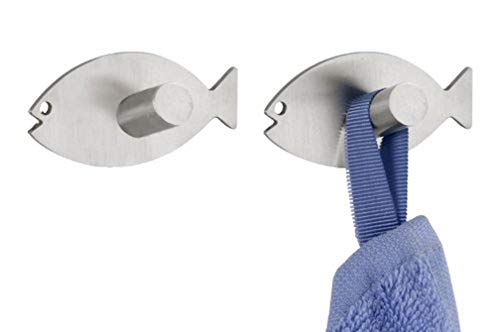 WENKO Wall Hook pic Fish, 2 pcs Stainless Steel