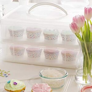 Snapware Snap 'N Stack Portable Storage Carrier with Lid for Desserts, BPA-Free Cupcake Containers, Cake Carrier with Stackable Trays, Microwave, Freezer and Dishwasher Safe