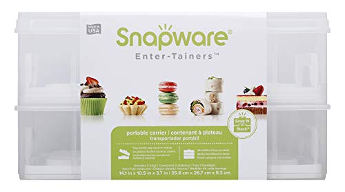 Snapware Snap 'N Stack Portable Storage Carrier with Lid for Desserts, BPA-Free Cupcake Containers, Cake Carrier with Stackable Trays, Microwave, Freezer and Dishwasher Safe