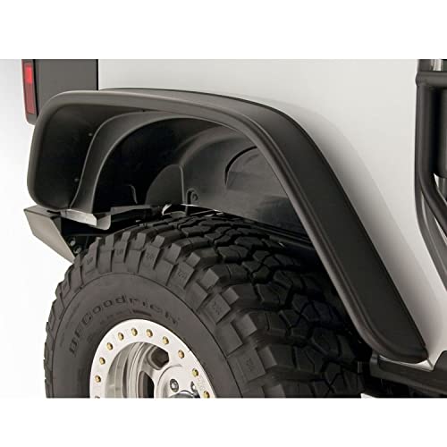 Bushwacker Jeep Flat Style Rear Fender Flares | 2-Piece Set, Black, Textured Finish | 10052-07 | Fits 2007-2018 Jeep Wrangler JK 2-Door