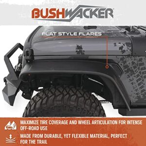 Bushwacker Jeep Flat Style Rear Fender Flares | 2-Piece Set, Black, Textured Finish | 10052-07 | Fits 2007-2018 Jeep Wrangler JK 2-Door