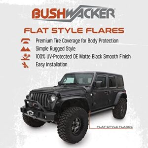 Bushwacker Jeep Flat Style Rear Fender Flares | 2-Piece Set, Black, Textured Finish | 10052-07 | Fits 2007-2018 Jeep Wrangler JK 2-Door