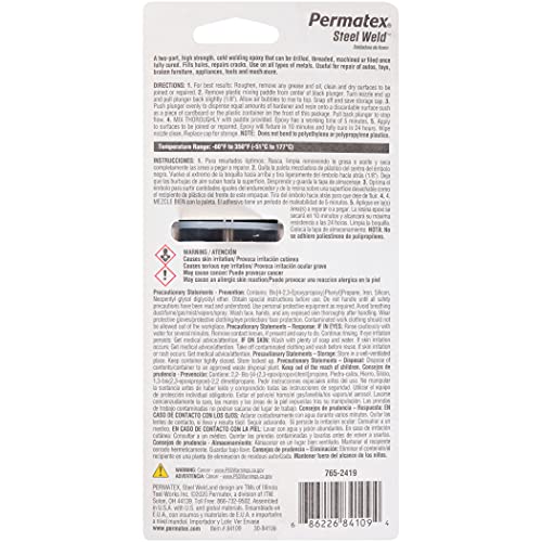 Permatex 84109 PermaPoxy 4 Minute Multi-Metal Epoxy, 0.84 oz. , Grey