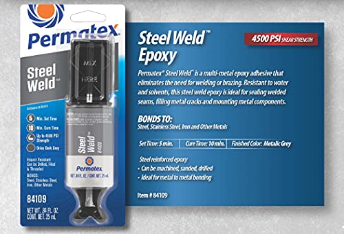 Permatex 84109 PermaPoxy 4 Minute Multi-Metal Epoxy, 0.84 oz. , Grey