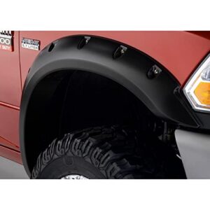 bushwacker pocket/rivet style front fender flares | 2-piece set, black, smooth finish | 50047-02 | fits 2010-2018 dodge ram 2500, 3500 (excludes r/t)