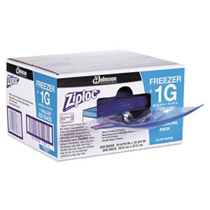 Ziploc 94604 Double-Zipper Freezer Bags, 1gal, 2.7mil, Clear w/Label Panel (Case of 250)