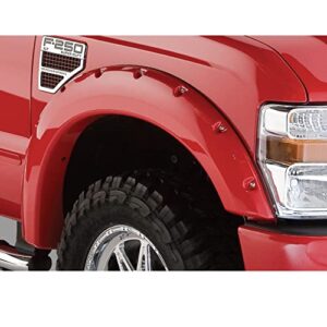 bushwacker pocket/rivet style front fender flares | 2-piece set, black, smooth finish | 20055-02 | fits 2008-2010 ford f-250/f-350 styleside super duty