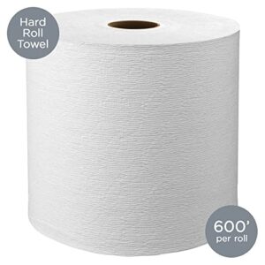 Kleenex Hard Roll Paper Towels (50606) with Premium Absorbency Pockets, 1.75" Core, White, 600'/Roll, 6 Rolls/Case, 3,600'/Case