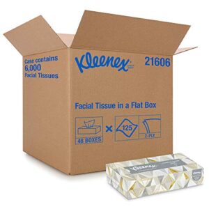 kleenex® professional facial tissue for business (21606), flat tissue boxes, 48 boxes / case, 125 tissues / box, 6,000 tissues / case