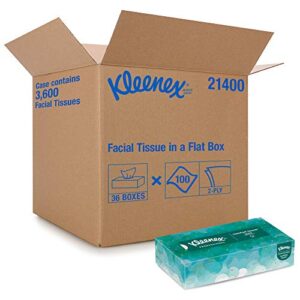 kleenex professional facial tissue for business (21400), flat tissue boxes, 36 boxes / case, 100 tissues / box, 3,600 tissues / case