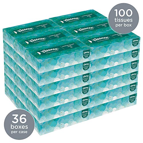 Kleenex Professional Facial Tissue for Business (21400), Flat Tissue Boxes, 36 Boxes / Case, 100 Tissues / Box, 3,600 Tissues / Case