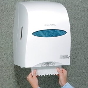 Sanitouch Hard Roll Paper Towel Dispenser (09991), Hands-Free Pull Dispensing, White