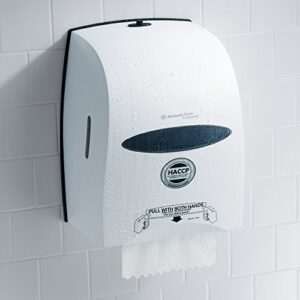 Sanitouch Hard Roll Paper Towel Dispenser (09991), Hands-Free Pull Dispensing, White