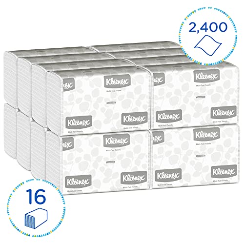 Kleenex Multifold Paper Towels (01890), White, 16 Packs / Case, 150 Tri Fold Paper Towels / Pack, 2,400 Towels / Case