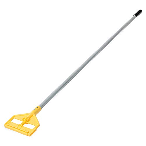 Rubbermaid Commercial Products Invader Side Gate Wet Mop Handle, 60-Inch, Plastic, Yellow/Gray, Large, Aluminum, Heavy Duty Mop Head Replacement for Industrail/Household Floor Cleaning, Pack of 12