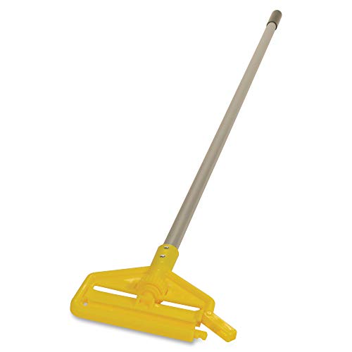 Rubbermaid Commercial Products Invader Side Gate Wet Mop Handle, 60-Inch, Plastic, Yellow/Gray, Large, Aluminum, Heavy Duty Mop Head Replacement for Industrail/Household Floor Cleaning, Pack of 12