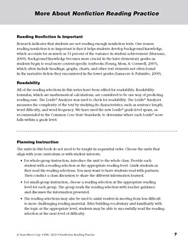 Evan-Moor Non-Fiction Reading Practice, Grade 5