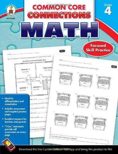 Carson-Dellosa Common Core Connections Math Workbook, Grade 4, Ages 9 -10, 96 Pages