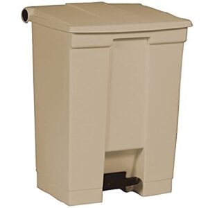 rubbermaid commercial products polyethylene 18-gallon fire-safe step-on receptacle, rectangular, beige