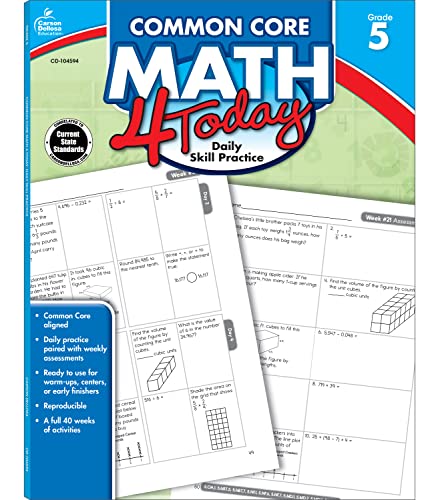 Carson Dellosa | Common Core Math 4 Today Workbook | 5th Grade, 96pgs (Common Core 4 Today)